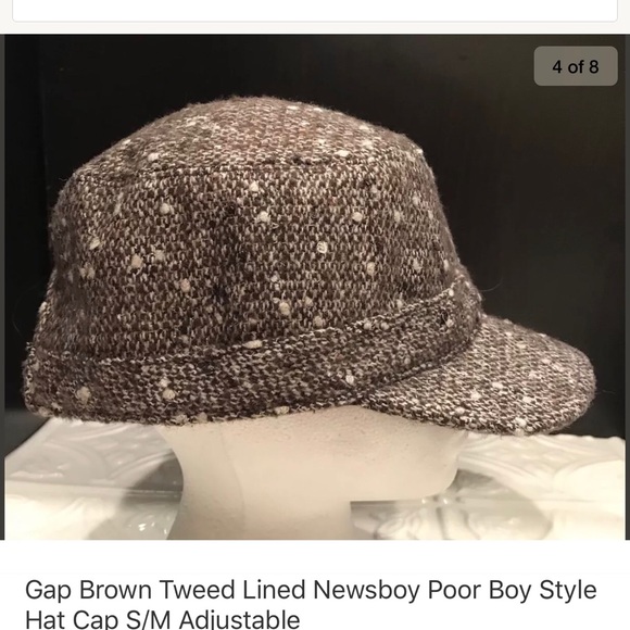 GAP | Accessories | Gap Brown Tweed Lined Newsboy Poor Boy Hat Cap ...